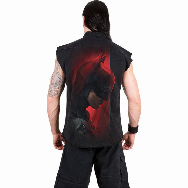 The Batman - Profile Logo - Sleeveless Stone Washed Worker Black - Dark ...