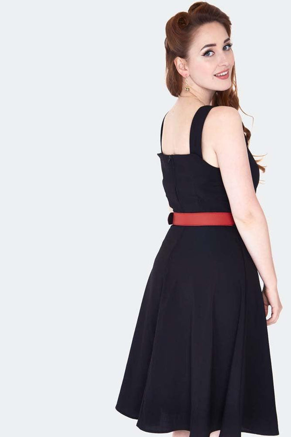 Queen Heart Button Flare Dress by Voodoo Vixen - Dark Fashion Clothing