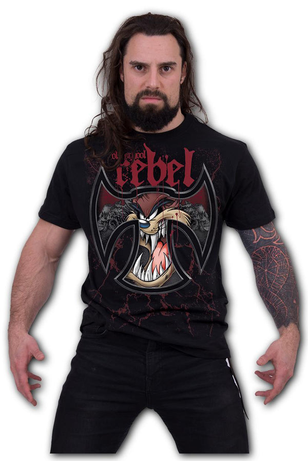 Taz - Old School Rebel - Front Print T-Shirt Black - Dark Fashion Clothing