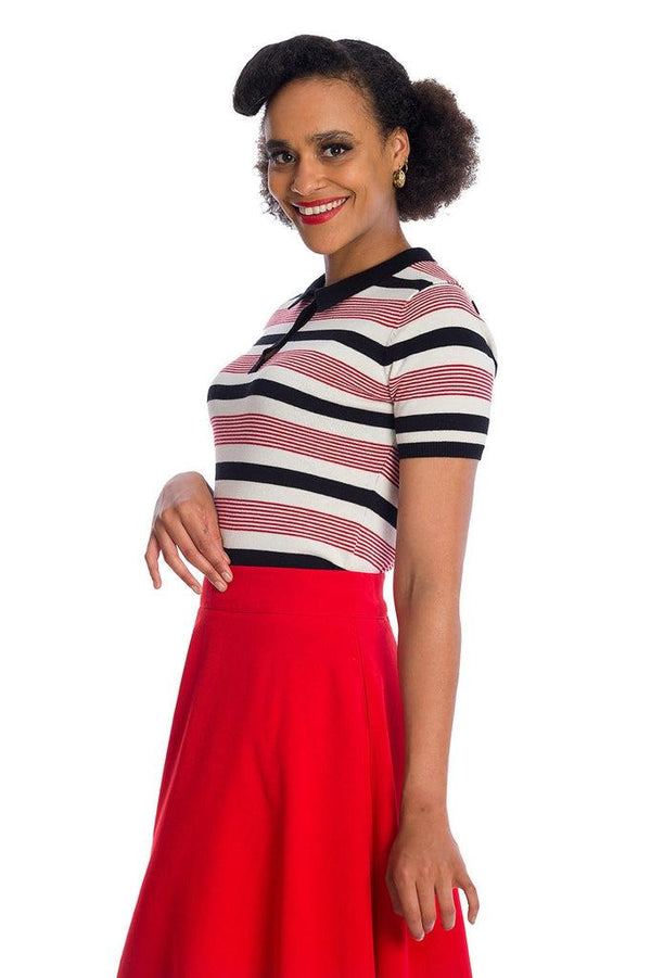 Banned Audry Stripe Top - Dark Fashion Clothing