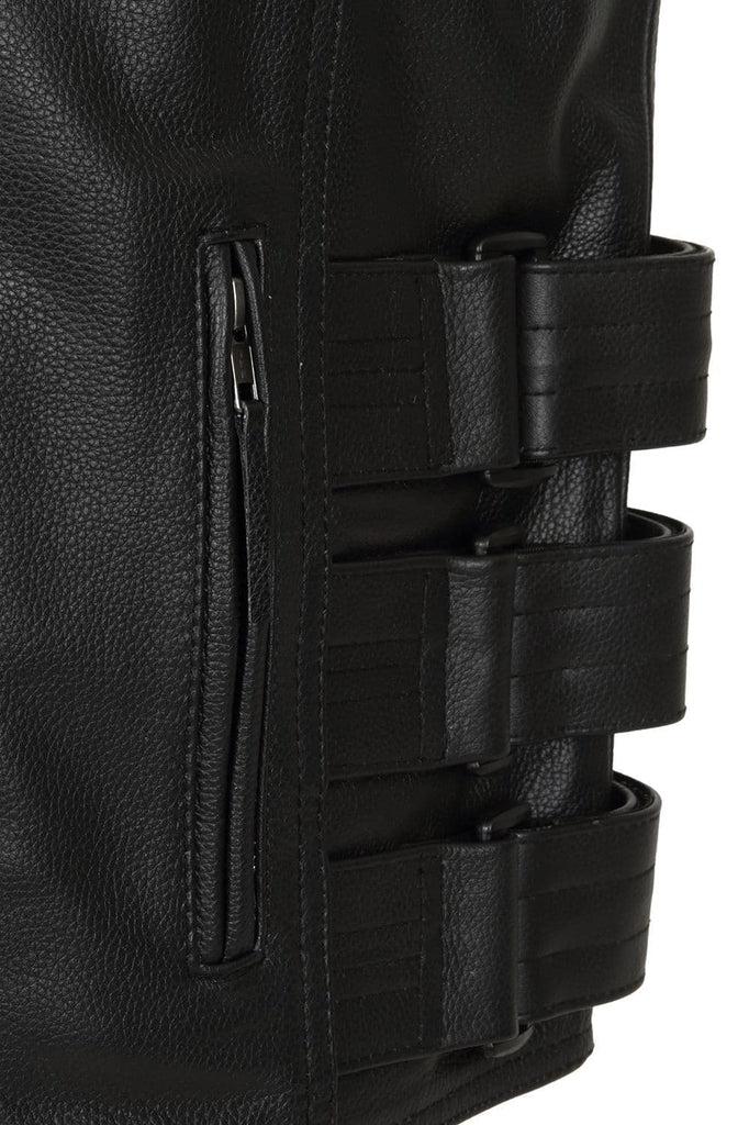 Enforcer Leather Tactical Style Biker Vest by Skintan Leather - Dark Fashion Clothing