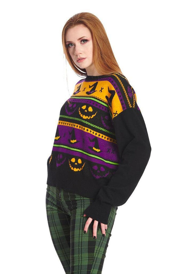 Banned Pumpkin Jumper - Dark Fashion Clothing
