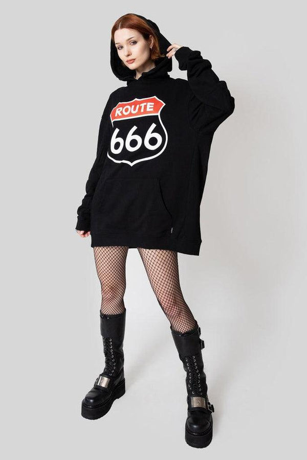 Route 666 - Oversize Hooded Sweat - Long Clothing - Unisex - Dark ...