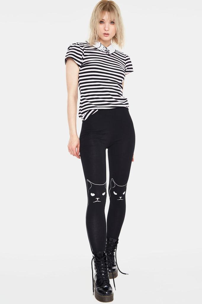 Jawbreaker Salem Grumpy Kitty Leggings - Dark Fashion Clothing