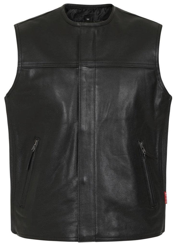 Silverman Leather Elasticated Biker Vest by Skintan Leather - Dark Fashion Clothing