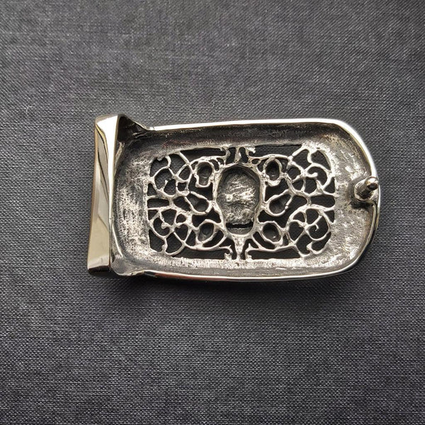 Skulls Goth Belt Buckle - Steel - 0023 - Dark Fashion Clothing