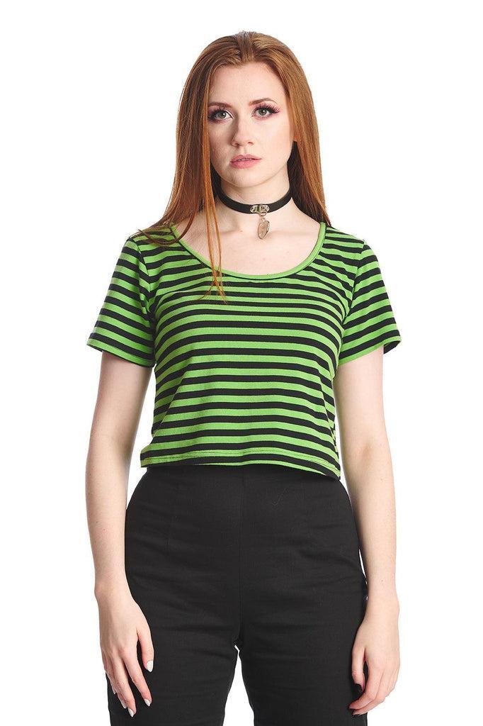 Banned Sweet Yet Spooky Stripe Top - Dark Fashion Clothing