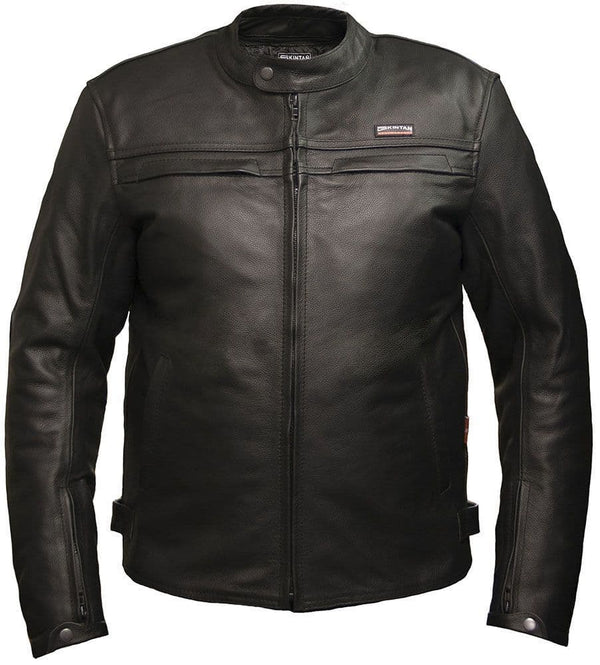 Trojan Armoured Leather Motorcycle Jacket - Dark Fashion Clothing
