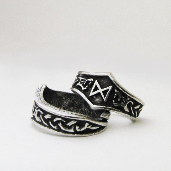 Dagaz Letter D Rune Ring - Adjustable - Dark Fashion Clothing