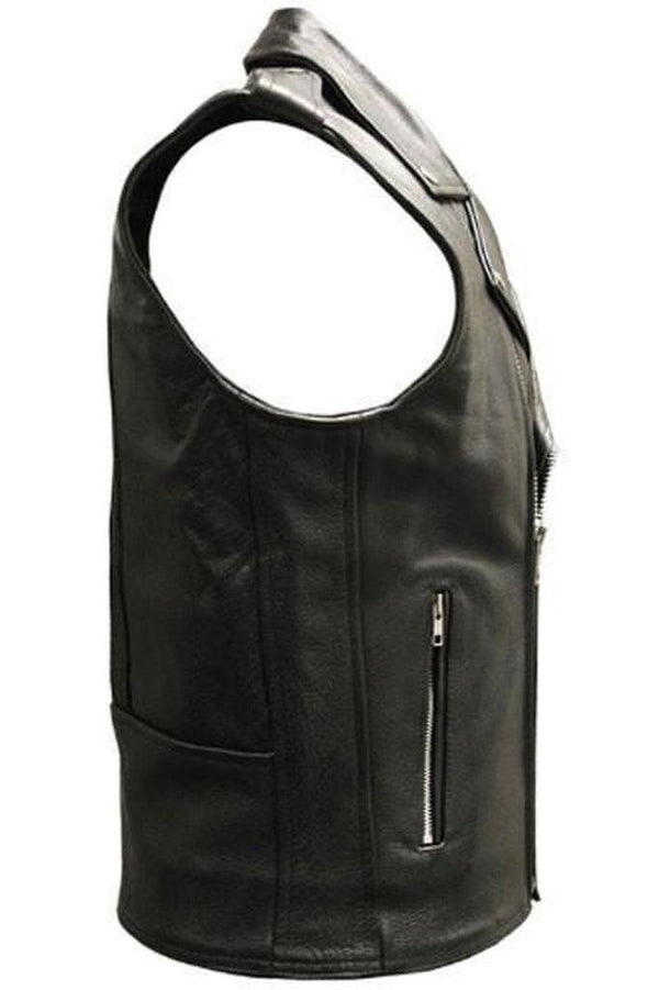Brando Sleeveless Biker Vest - Skintan Leather - Dark Fashion Clothing