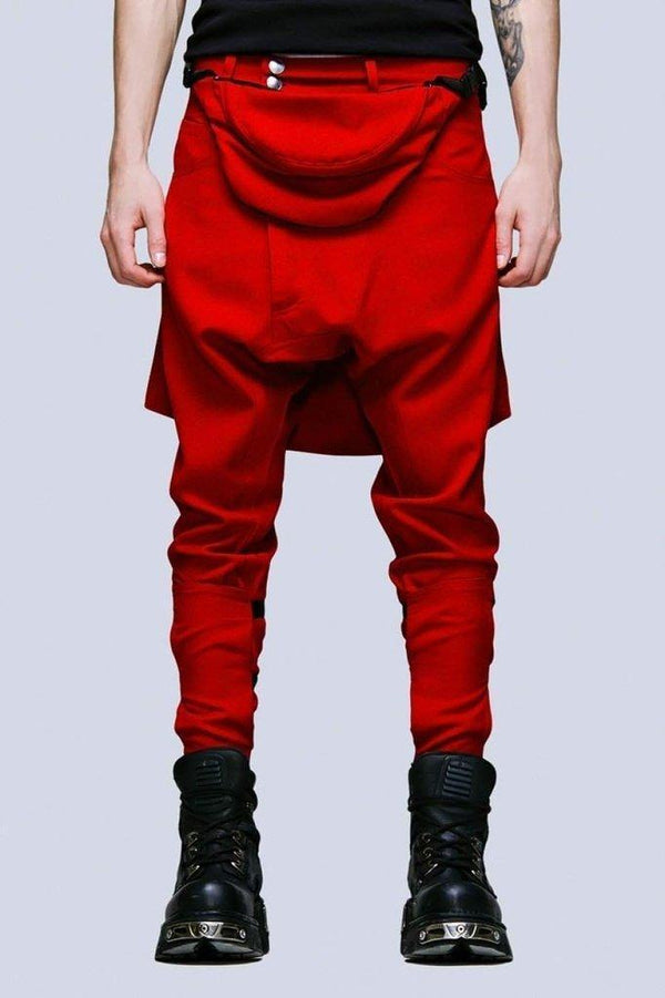 Clip Pants Block Red - Long Clothing - Unisex - Dark Fashion Clothing