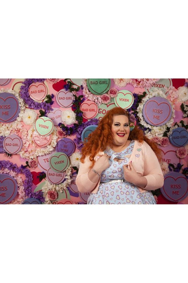 Kim Love Heart Print Cardigan by Voodoo Vixen - Dark Fashion Clothing