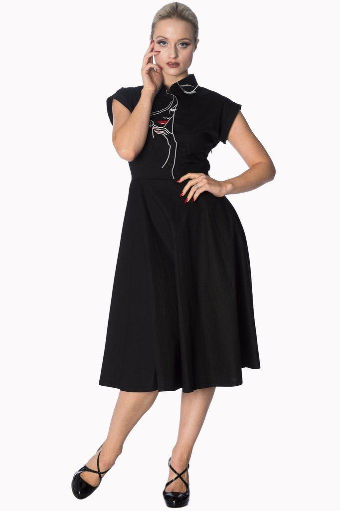 Banned Model Face Longer Dress - Dark Fashion Clothing
