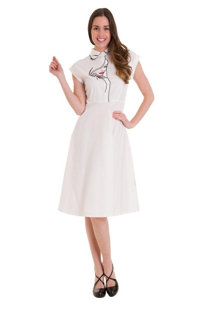 Banned Model Face Longer Dress - Dark Fashion Clothing