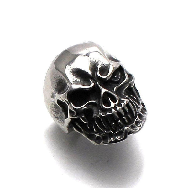 Vampire Skull Ring - Steel S0370122 - Dark Fashion Clothing